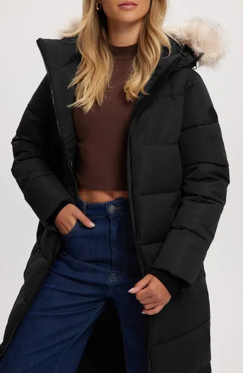 NOIZE Winter Long Parka With Faux Fur Trim