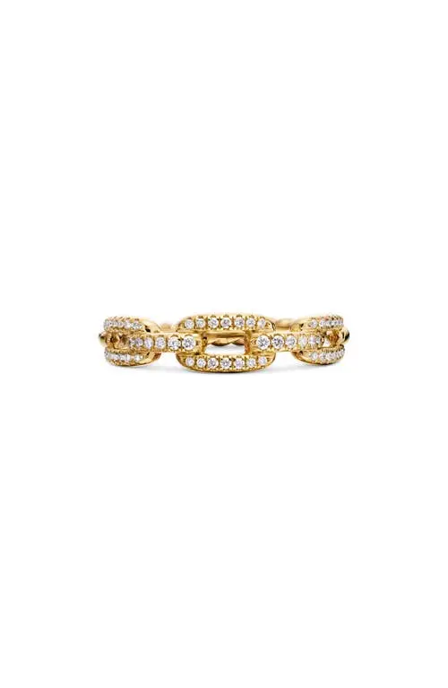 David Yurman Stax Chain Link Ring With Diamonds - Gold