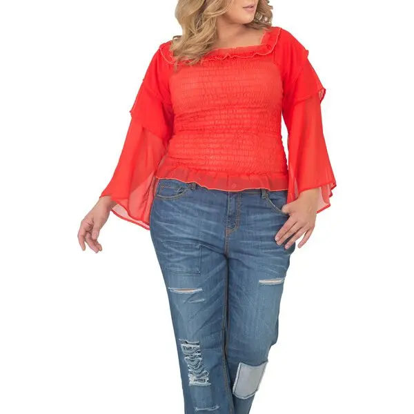 STANDARDS & PRACTICES Tiered Sleeve Smocked Top - Tigerlily