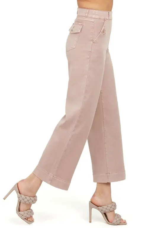 Spanx Stretch Twill Wide Leg Crop Pants - Mauve