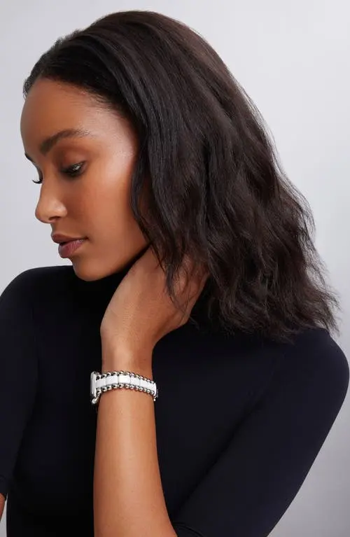 Lagos Smart Caviar White Ceramic & Stainless Steel Apple Watch® Band 20mm - Silver/white