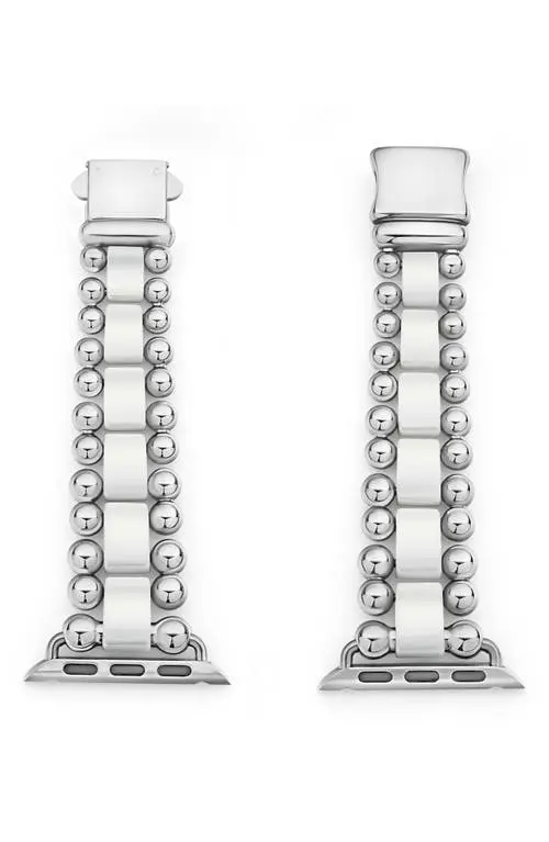 Lagos Smart Caviar White Ceramic & Stainless Steel Apple Watch® Band 20mm - Silver/white