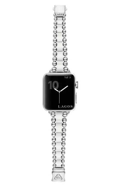 Lagos Smart Caviar White Ceramic & Stainless Steel Apple Watch® Band 20mm - Silver/white