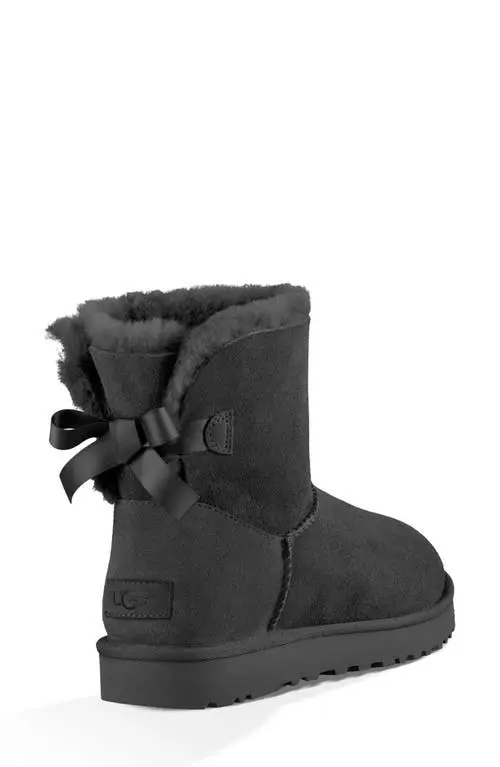 UGG Mini Bailey Bow Ii Shearling Bootie - Black Suede