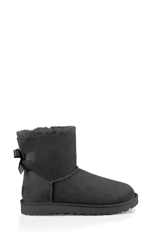 UGG Mini Bailey Bow Ii Shearling Bootie - Black Suede