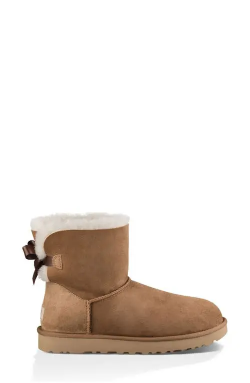 UGG Mini Bailey Bow Ii Shearling Bootie - Chestnut Suede