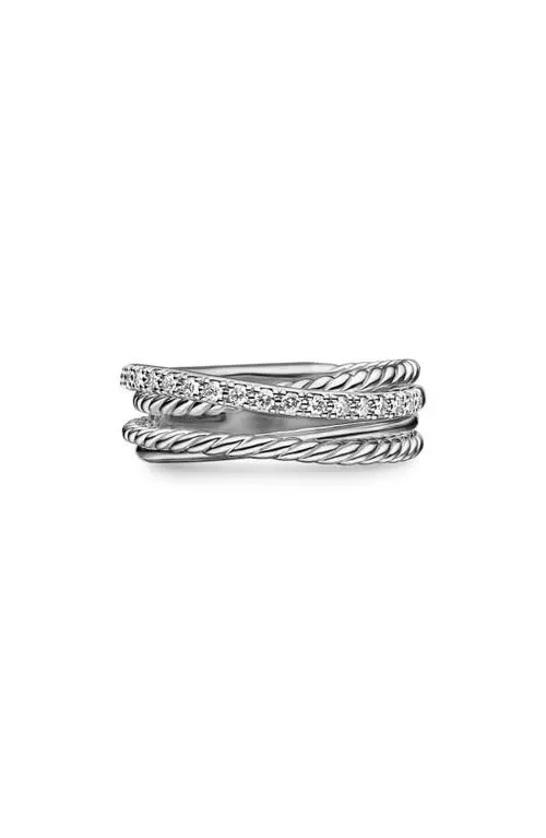 David Yurman Crossover Ring With Diamonds - Silver/diamond