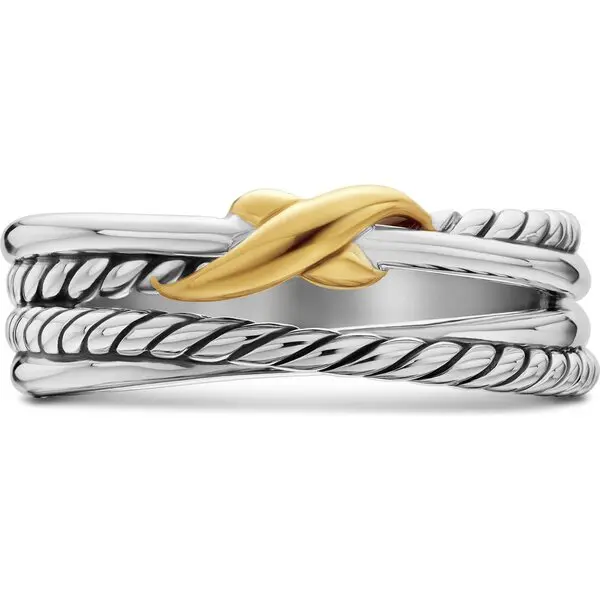 David Yurman Sterling Silver And 18k Yellow Gold X Crossover Band Ring - Two Tone
