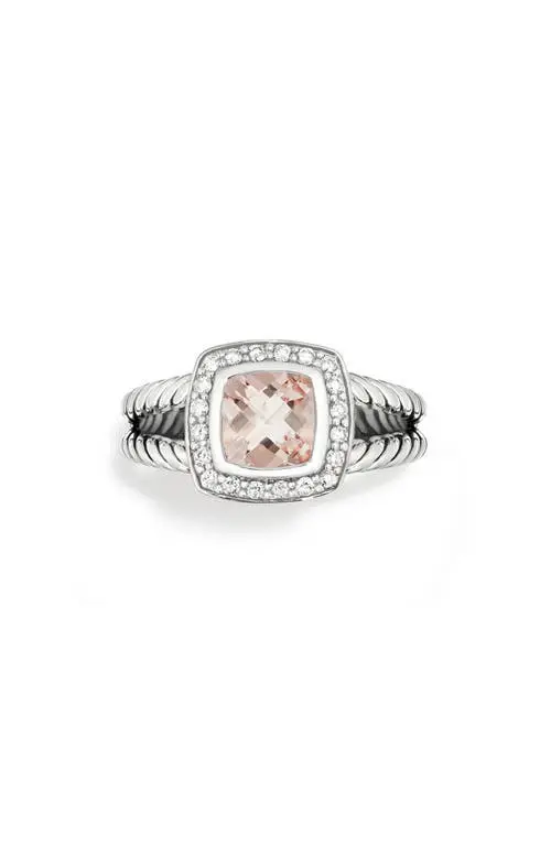 David Yurman Petite Albion® Diamond Halo Cushion Ring - Morganite