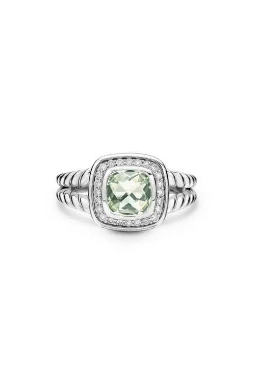 David Yurman Petite Albion® Diamond Halo Cushion Ring - Prasiolite
