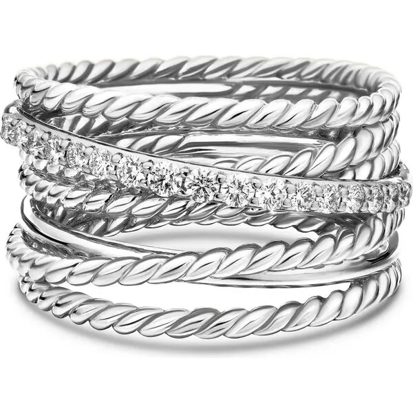 David Yurman Crossover Wide Stacked Ring - Diamond