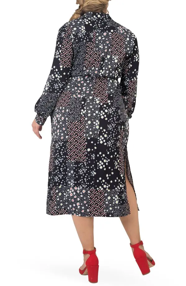 STANDARDS & PRACTICES Tie Waist Printed Midi Dress