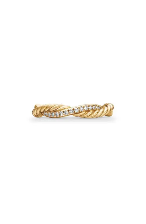 David Yurman Petite Infinity Pavé Diamond Twisted Ring - Gold