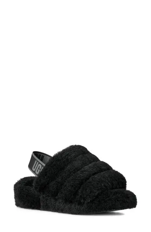UGG Fluff Yeah Slingback Sandal - Black/dark Shadow