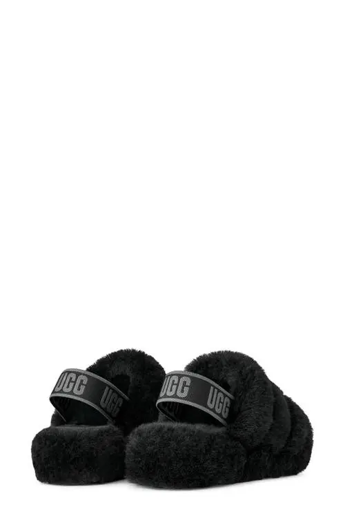 UGG Fluff Yeah Slingback Sandal - Black/dark Shadow