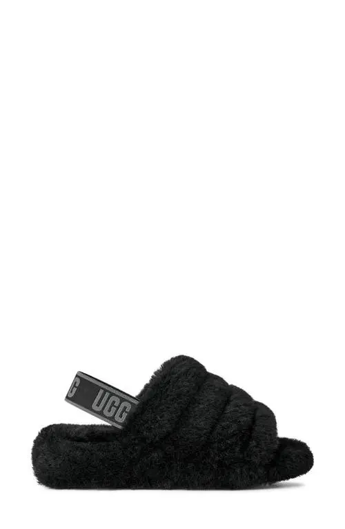 UGG Fluff Yeah Slingback Sandal - Black/dark Shadow