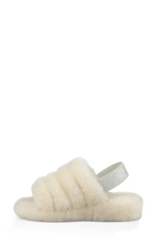 UGG Fluff Yeah Genuine Shearling Slingback Sandal - Cream
