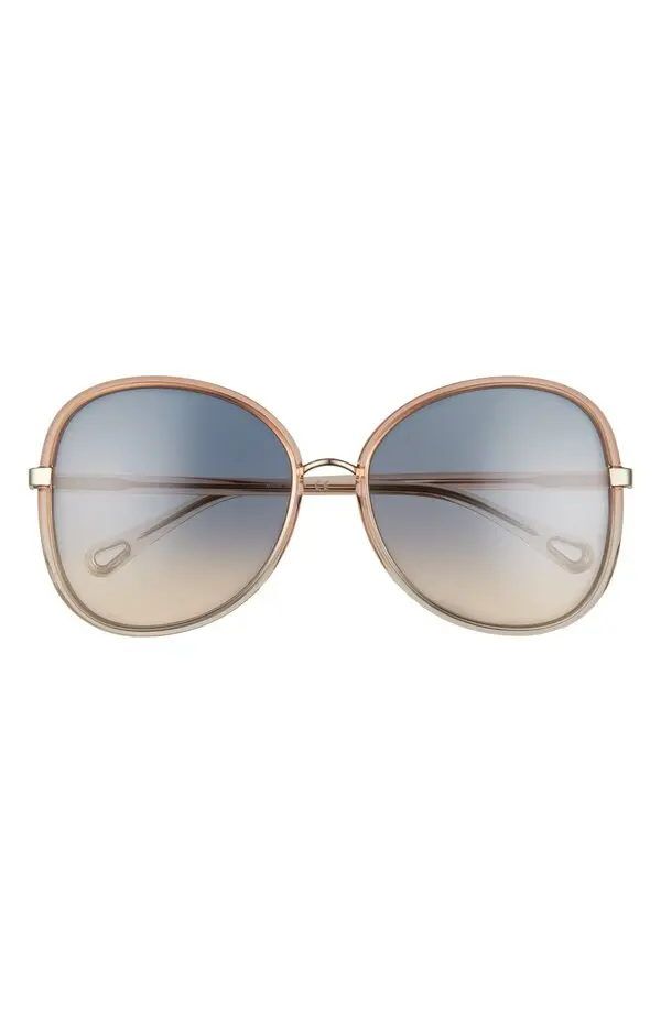 Chloé 60mm Gradient Round Sunglasses In Orange/Multicolor  display picture 2