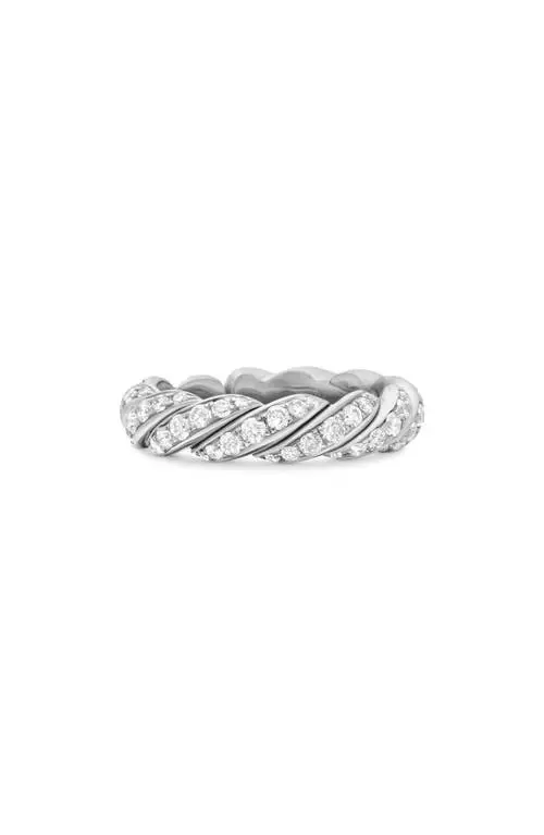 David Yurman Pavé Diamond Flex Band Ring - Silver
