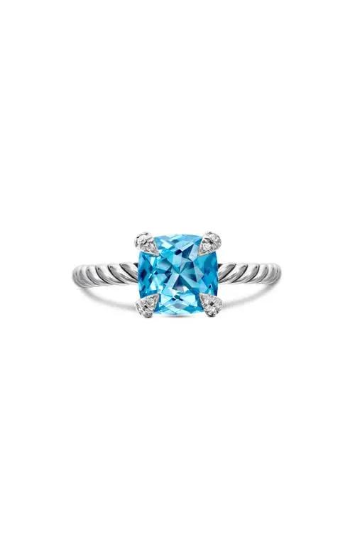 David Yurman Chatelaine® Ring With Diamond And Semiprecious Stone - Blue Topaz