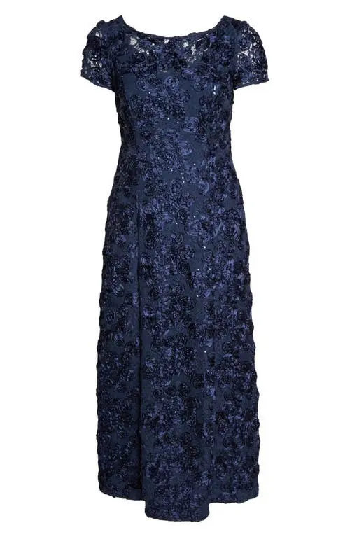Alex Evenings Rosette Lace A-line Gown