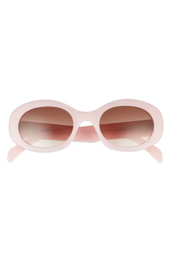Celine Triomphe 54mm Oval Sunglasses In Shiny Milky Baby Pink