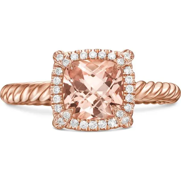 David Yurman Petite Chatelaine® Pavé Bezel Ring - Morganite