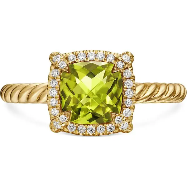 David Yurman Petite Chatelaine® Pavé Bezel Ring - Yellow Gold/peridot