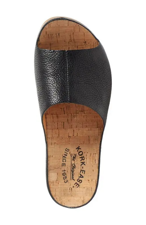Kork-Ease® Leather Slide Sandal - Black Leather