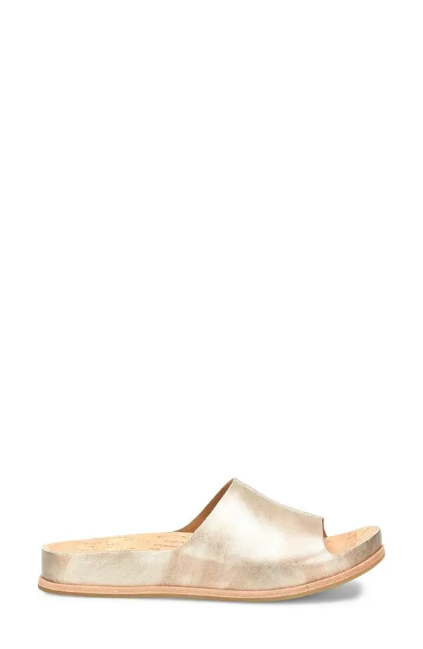 Kork-Ease® Leather Slide Sandal - Light Gold Metallic
