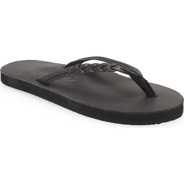 RAINBOW® Braided Leather Flip Flop - Classic Black
