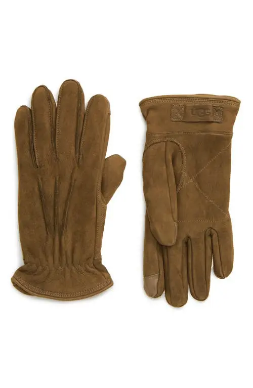 UGG Three-point Leather Tech Gloves - Chocolate