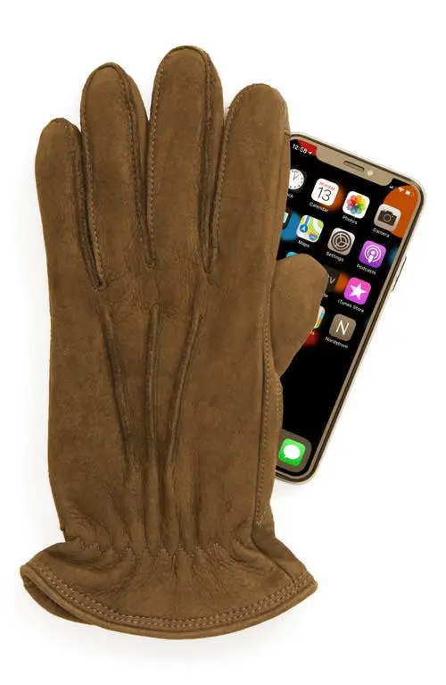 UGG Three-point Leather Tech Gloves - Chocolate