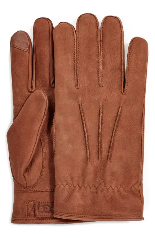 UGG Three-point Leather Tech Gloves - Chocolate