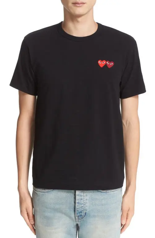 Comme Des Garçons Twin Hearts Slim Fit Jersey T-shirt - Black 1