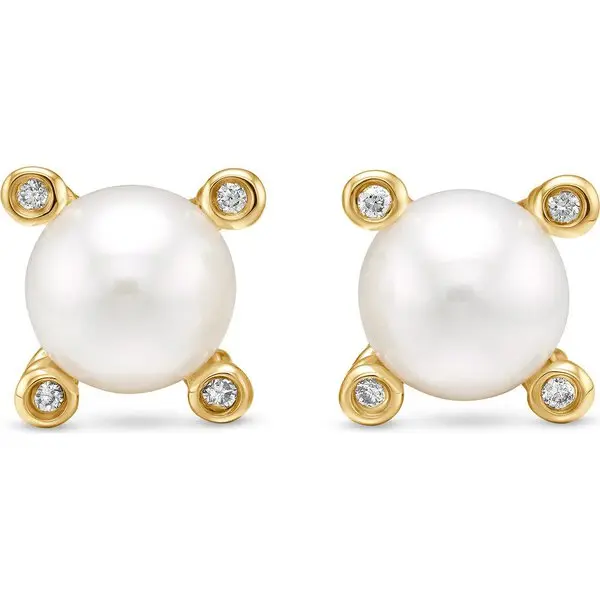 David Yurman Pearl And Diamond Earrings - Two Tone