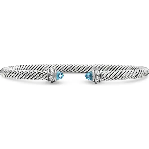 David Yurman Cable Classic Bracelet With Semiprecious Stones And Diamonds - Blue Topaz
