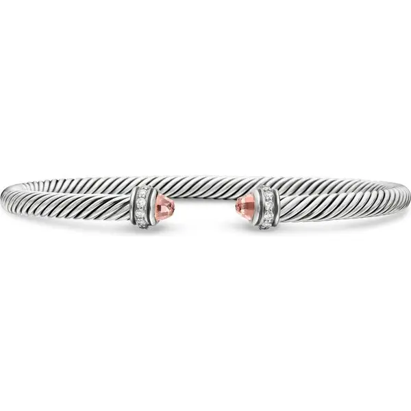 David Yurman Cable Classic Bracelet With Semiprecious Stones And Diamonds - Morganite