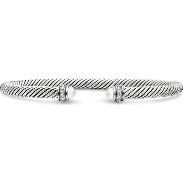 David Yurman Cable Classic Bracelet With Semiprecious Stones And Diamonds - Silver Pave