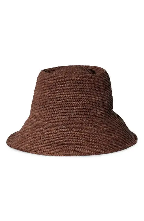 Janessa Leoné Felix Crochet Raffia Bucket Hat - Dark Earth