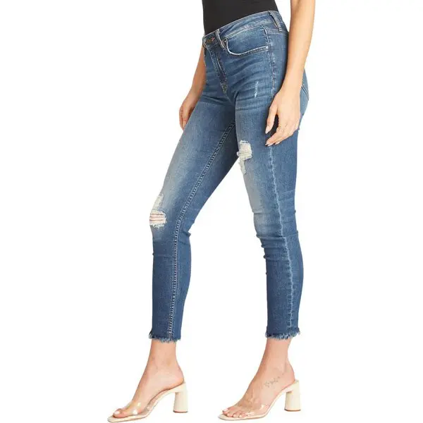 VIGOSS Jagger Distressed Skinny Jeans - Med Wash