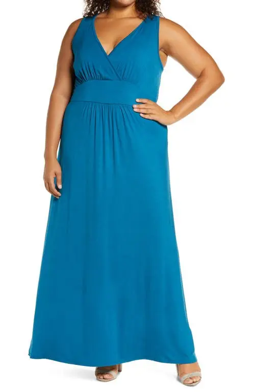Loveappella Surplice Maxi Dress - Teal