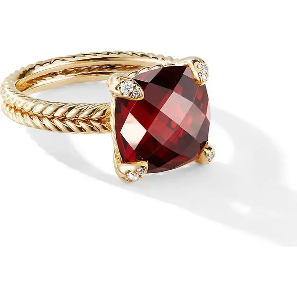 David Yurman Châtelaine Ring With Semiprecious Stone And Diamonds - Garnet