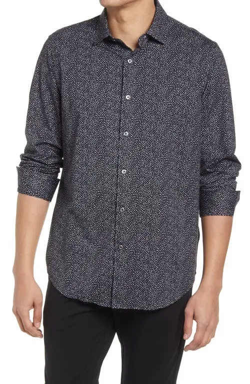 Bugatchi Ooohcotton® Geometric Button-up Shirt - Caviar