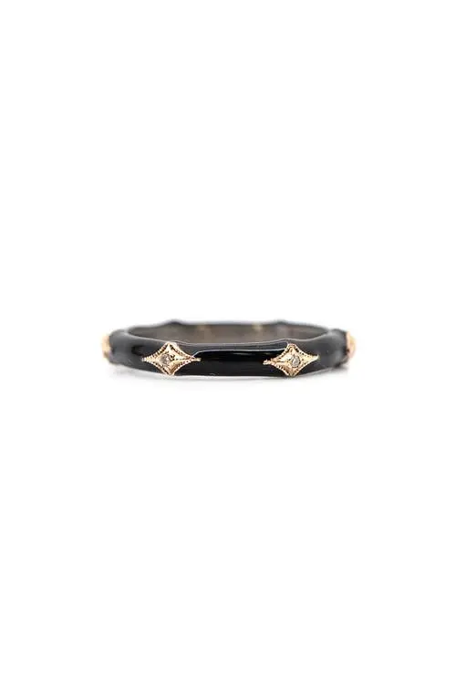 Armenta Champagne Diamond & Enamel Stack Ring - Black