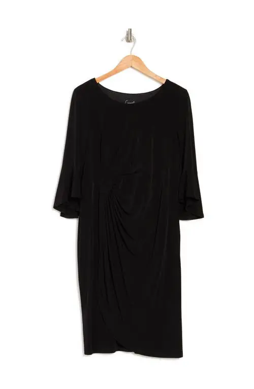 CONNECTED APPAREL Gathered Faux Wrap Dress
