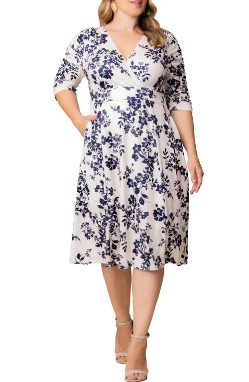 KIYONNA Gabriella Print A-line Dress - Ivory Florals