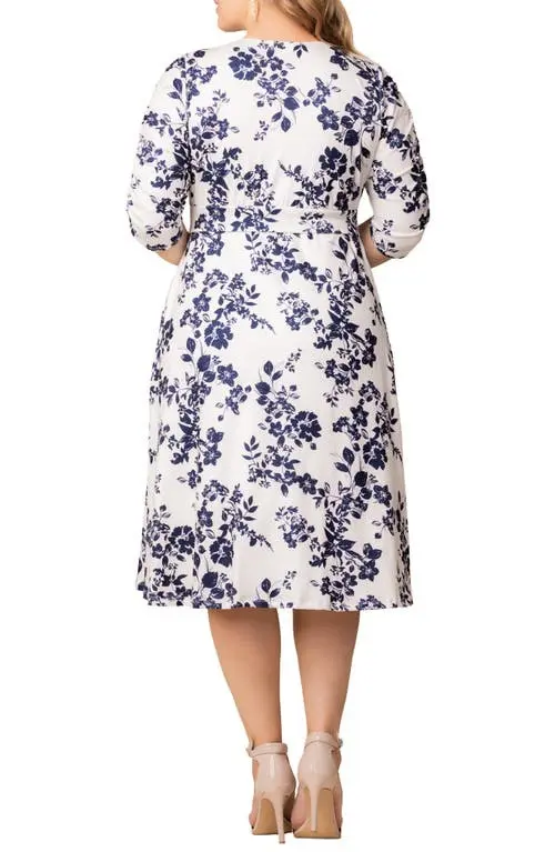 KIYONNA Gabriella Print A-line Dress - Ivory Florals