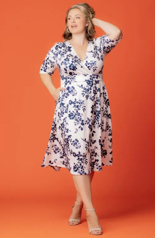 KIYONNA Gabriella Print A-line Dress - Ivory Florals