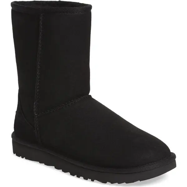 UGG Classic Ii Shearling Lined Short Boot - Black Suede